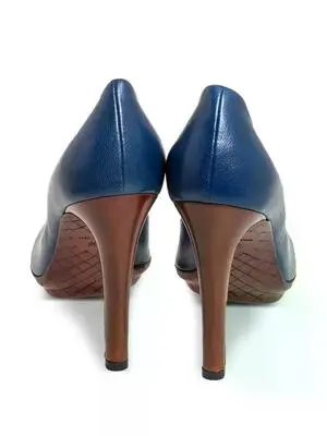 Bottega Veneta Navy Leather Peep-toe Stiletto Pumps