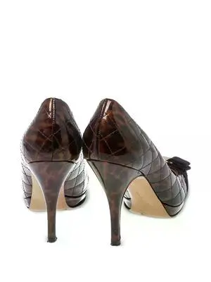 FERRAGAMO Leopard Print Quilted Patent Leather Pumps