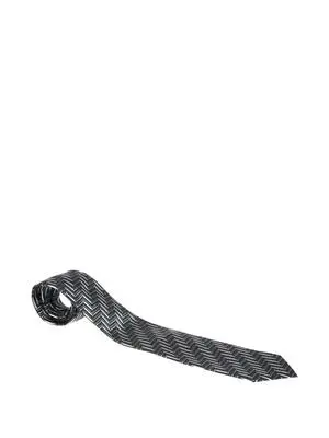 Ermenegildo Zegna Zigzag Pattern Silk Neck Tie - Grey