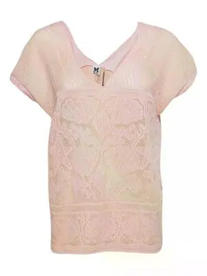 Missoni Floral Lurex-knit V-neck Top - Pink