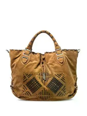 Bally Suede Tote Bag With Decorative Stitching - Brown