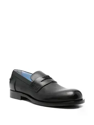 Versace Leather Loafers With Embossed Logo Detail