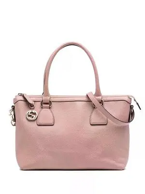 Gucci Calfskin Gg Charm Satchel - Pink