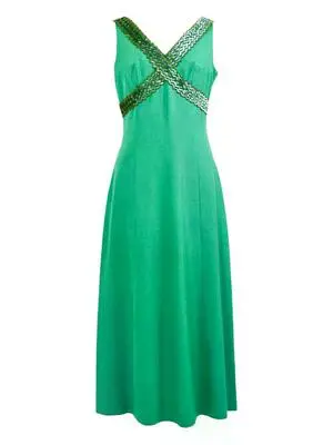 Vintage 1960s Bead-detailed Dress - Green