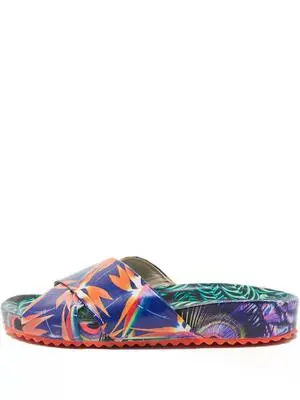 SOPHIA WEBSTER Floral-print Cross Strap Sandals - Blue