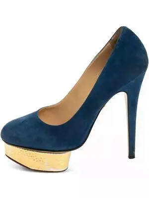 CHARLOTTE OLYMPIA 140mm Dolly Suede Platform Pumps - Blue