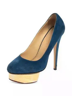 CHARLOTTE OLYMPIA 140mm Dolly Suede Platform Pumps - Blue