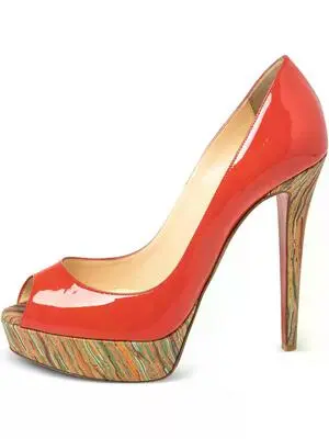 CHRISTIAN LOUBOUTIN 130mm Patent Peep Toe Pumps With Cork Heel
