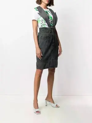 Moschino 1990s Detachable Lapels Denim Skirt - Grey