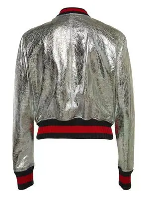 Gucci Metallic-effect Calf Leather Bomber Jacket