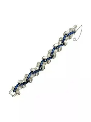 JENNIFER GIBSON JEWELLERY 1950s Sapphire And Crystal Bracelet - Silver