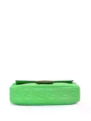 Fendi Zucca Embossed Chain Midi Baguette Shoulder Bag