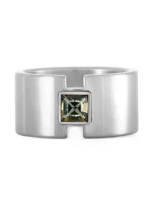 SWATCH Stainless Steel Princess-cut Crystal Statement Ring - Silver