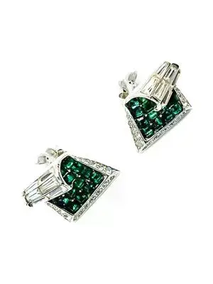 JENNIFER GIBSON JEWELLERY 1940s Marcel Boucher Green Stone Earrings