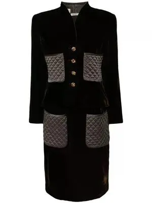Valentino Garavani 1980's Velvet Skirt Suit - Brown