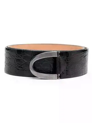 Gianfranco Ferre Leather Belt With Silver-tone Buckle - Black