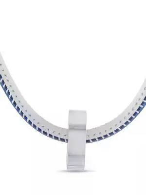 Calvin Klein Tone Leather Strap Necklace With Bead Embellishment - Silver