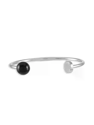 Calvin Klein Stainless Steel Engraved Logo Open Cuff Bracelet - Silver