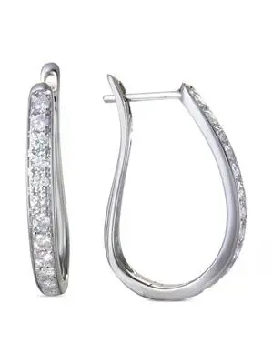LB EXCLUSIVE 14k White Gold Diamond Hoop Earrings - Silver