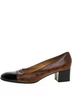 Casadei Embossed-leather Block-heel Pumps - Brown