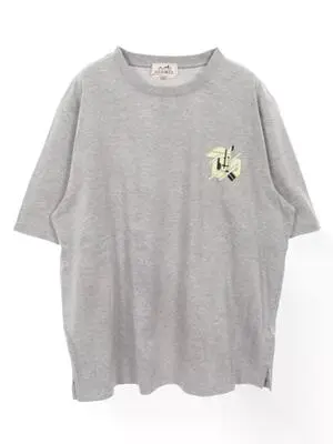 Hermès 2020s Leather-patch Crew-neck T-shirt