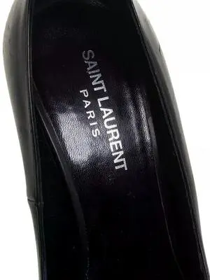 Saint Laurent Leather Pointed Toe Stiletto Pumps With Ankle Strap