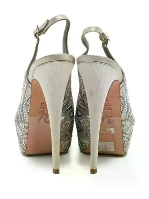 GINA 150mm Peep-toe Slingback Stiletto Pumps With Intricate Embellishment