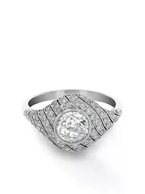 PRAGNELL Platinum Art Deco-inspired Diamond Ring - Silver