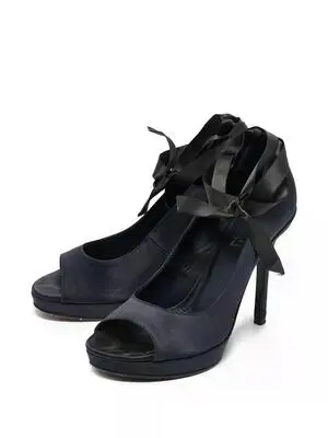 Saint Laurent Satin Peep-toe Pumps With Ribbon Ankle Ties