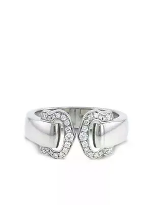Cartier 18kt White Gold Diamond Open Cuff Ring - Silver