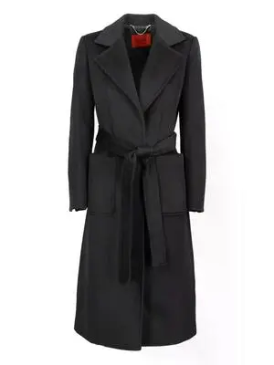 Max & Moi Double-breasted Belted Wool Coat - Black