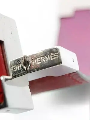Hermès H Detail Leather Bracelet - Red