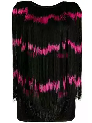 JEAN PAUL GAULTIER 1985 Fringed Striped Vest - Black