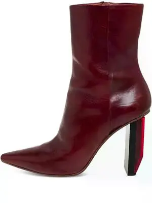 Vetements Burgundy Leather Pointed-toe Zip-up Boots