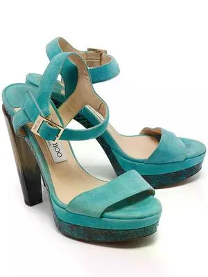 JIMMY CHOO 120mm Suede Platform Sandals - Blue