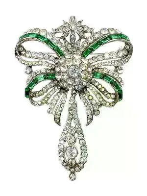 JENNIFER GIBSON JEWELLERY Crystal Embellished Bow Brooch - Silver