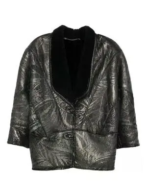 A.N.G.E.L.O. VINTAGE CULT 1980s Leaf-print Shearling Collar Coat