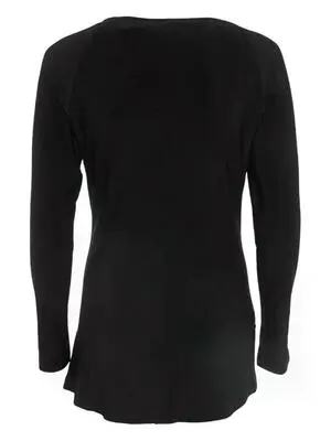 Norma Kamali Draped V-neck Long Sleeve Top - Black