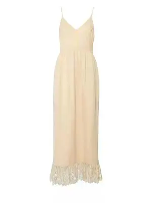 Chloé Lace-trim Silk Midi Dress - Beige