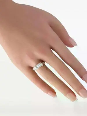 LB EXCLUSIVE 14k White Gold Emerald Cut Diamond Ring - Silver