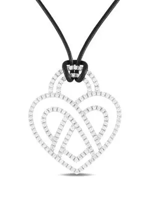 POIRAY 18k White Gold Diamond Heart Pendant Necklace - Silver
