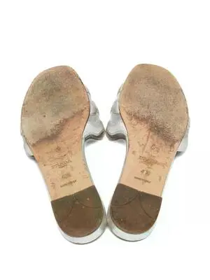 Prada Leather Trim Wave Mesh Insert Slide Sandals