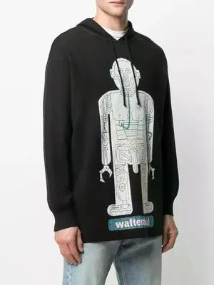 WALTER VAN BEIRENDONCK Walterdroid Knitted Hoodie - Black