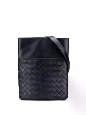 Bottega Veneta Nappa Intrecciato Messenger Bag - Black
