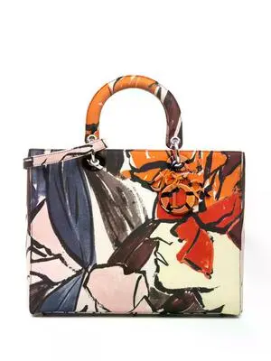 Dior Large Canvas Floral Graffiti Lady Satchel - Multicolour