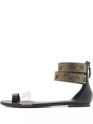 Casadei Embellished Leather Sandals - Black