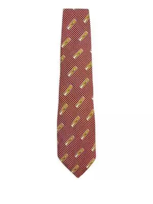 Moschino Printed Silk Neck Tie - Red