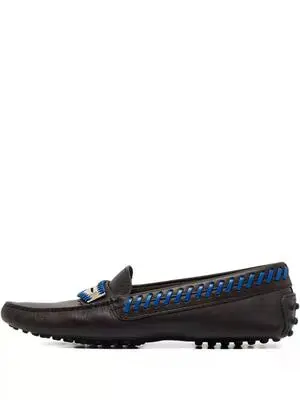 TOD'S Leather Loafers With Metallic Clasp - Brown