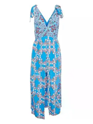 Sandro Floral Crepe Maxi Dress With Shoulder Ties