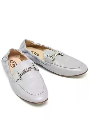 TOD'S Leather Loafers With Decorative Buckle Detailing - Grey